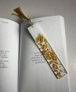 Styleensbysaakshi Gold Flakes with white touch Bookmark Resin Bookmark ...