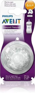 PHILIPS Avent Natural Teat 4 Holes Fast Flow for 6months and above Fast ...