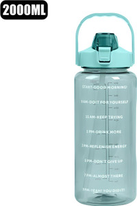 Brezleen New Transparent water bottle with Time Marking,Straw,Handle ...