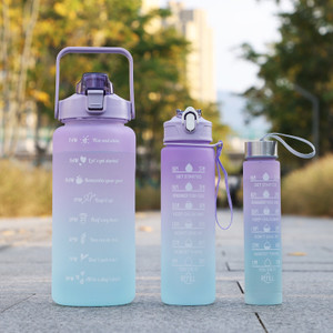Jesal Leakproof Tritan PC Plastic sport 3 in 1 Set Motivational Water ...