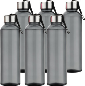 Snowberry BLACK ROUND STEELCAP WATER BOTTLR SET OF 6 1000 ml Bottle ...