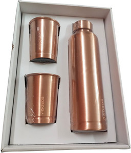 BOROSIL Copper Bottle set, (1 Litre Bottle +250ml Glass) Set of 2 1000 ...