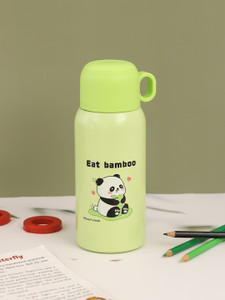 Yellow Bee Adorable Panda Flask with ‘Eat Bamboo’ Design- 550ML, Green ...