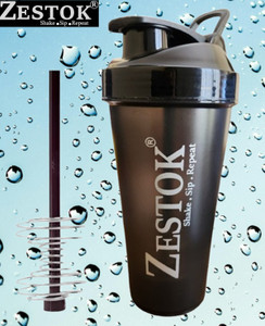 Zestok Gym Sipper & Shaker Bottle with Stainless Steel Spring Ball Men ...