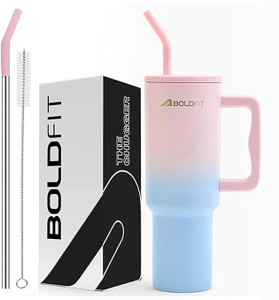 BOLDFIT Tumbler Bottle with Straw Hot & Cold Sipper Water Bottle ...