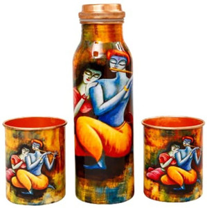 GOLDEN VALLEY Radha Krishna Printed Copper Water Bottle 1 Litre | Gift ...