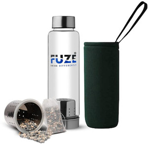 FUZE Borosilicate Glass Bottle with Removable Filter and Alkaline Balls ...