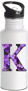 CHARMING Letter 'K' Printed Sports Bottle , Leak Proof, Straw Cap ...