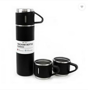 FLENIX Stainless Steel Vacuum Flask Gift Set With 3 Coffee Cup For Hot ...