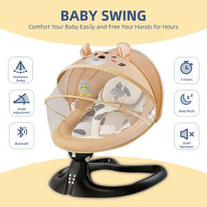 BabyTeddy Baby Rocking Chair Electric Swing Bouncer Music Mosquito Net ...