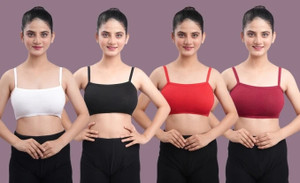HouseOfCommon Pack of 4 Girls Non Padded fully stretchable High ...