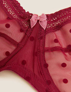 MARKS & SPENCER Spot Mesh Wired Minimiser Bra T335805DARK RASPBERRY ...