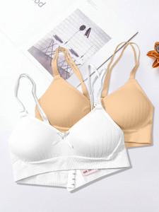 NAGARVEL CREATION G/309-SKN/WHT-P02-34 Women Push-up Lightly Padded Bra ...