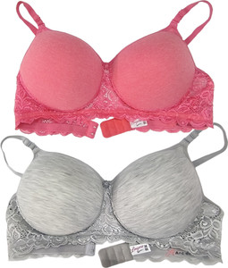 Arc de Shapes Non-Wired With Lace Cotton Blend All Day Comfort Bralette ...