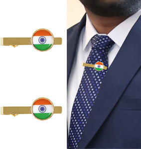 DESHPREM Tricolor Indian Flag Round Tie Pin Badge (Pack Of 2) Brooch ...