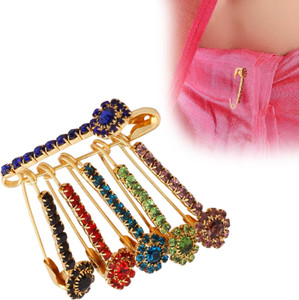 THANU'S CRAFT Golden Safety Sari Sadi Pin Crystal Stone Studded Saree ...