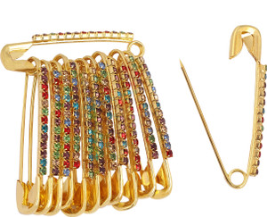 THANU'S CRAFT Safety Pin Multicolour Rinestone Saree Broach Pin Hijab ...