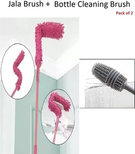 QinPin Combo of Long Microfiber Cobweb Jala Cleaner Broom & Bottle ...