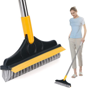 BRAND VILLA V-Shaped Floor Scrub Brush with Wiper Hard Bristle Grout ...