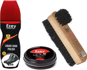 Ezey Wax Shoe Polish +Liquid Shoe Polish +Twin Shoe Brush Shoe Care Kit ...
