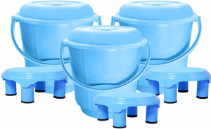 Morvi Plastic Bucket 25 LT With Lid & Patra For Home&Kitchen, 3 Pc, 25 ...