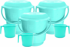 Morvi Plastic Bucket 25 LT With Lid & Dyna 950ml For Home, 3 Pc, 25 Ltr ...