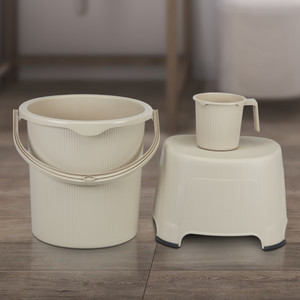 POLYSET Magnite Bathroom Set, Set Of 3, Beige(25 Litres Bucket + 1.5 ...