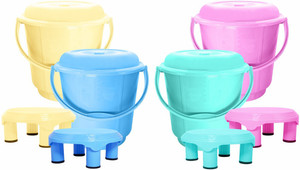 Morvi Plastic Prime Bucket 25 LT With Lid & Patra, 4 Pc, 25 Ltr,Pink ...