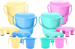 Wonder Plastic Prime Bucket 25 LT With Lid & Patra &Dyna 950ml,4Pc ...