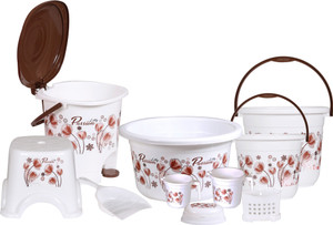 VeleSolv Bathroom Set of 10, Balti 20L & 5L,Tub 22L, Dustbin 7L, 2pc ...