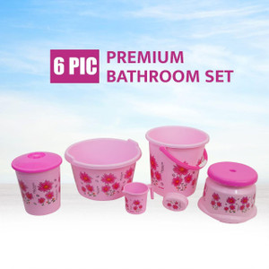 Himalay Plast 6PC Set Pink 25 L Plastic Bucket Price in India - Buy ...