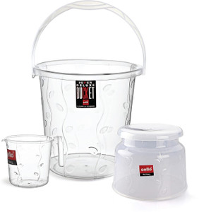 cello Petal Bathroom Set of 3 Pcs Small 18 L Plastic Bucket Price in ...