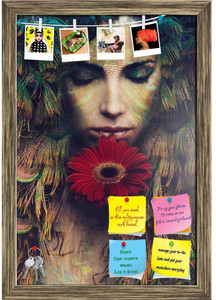 Artzfolio Beautiful Woman Portrait With Flower Pinboard Antique Golden ...