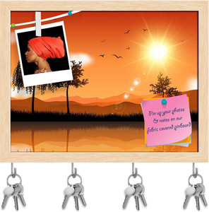 Artzfolio Sunny Landscape Scene Pinboard with Key Holders Natural Brown ...