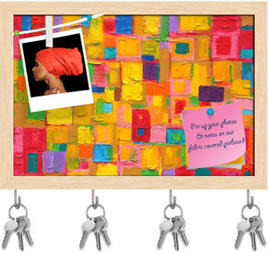 Artzfolio Abstract Artwork D81 Pinboard with Key Holders Natural Brown ...