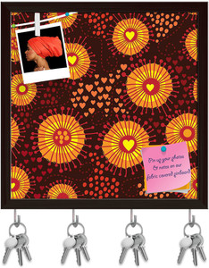 Artzfolio Psychedelic Art D1 Pinboard with Key Holder Hooks Dark Brown ...