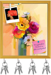 Artzfolio Still Life Of White Yellow & Red Flower Pinboard & Key Hooks ...