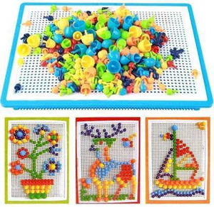 uniqueexpo 1 Small Blocks Building Peg Board Pin Blocks with Beads ...