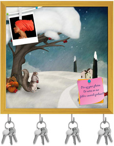 Artzfolio Winter & Animals Pinboard with Key Holders Golden Frame ...