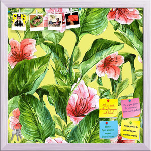 Artzfolio Tropical Leaves & Hibiscus Flowers Pattern D1 Pinboard White ...