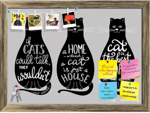 Artzfolio Cat Quotes Calligraphy Notice Pin Board Antique Golden Frame ...