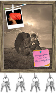 Artzfolio Sad Angel Pin Board with Key Holders Antique Golden Frame ...