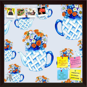 Artzfolio Watercolor Floral Bouquet Pattern Pinboard Dark Brown Frame ...