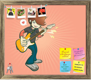 Artzfolio Rock Guitar Cartoon Style Music Pinboard Antique Golden Frame ...