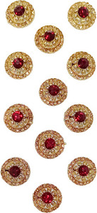 Pinkart Gem for A Gem Maroon Gold Color Stone Metal Button For Sherwani ...
