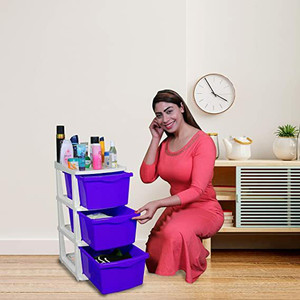 MY International Purple Color 3 Layer Storage Drawer Organizer Plastic ...