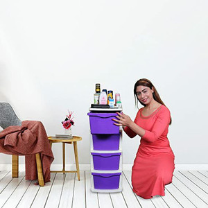 MY International Purple Color 4 Layer Storage Drawer Organizer Plastic ...