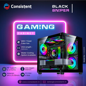 Consistent Black Sniper Computer Gaming Cabinet With fixed 7 color fan ...