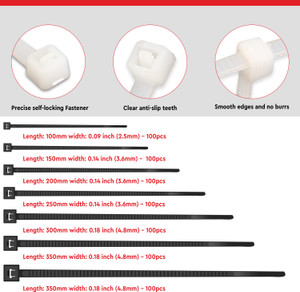 Robustt Self Locking Cable Lock 100 X 2.5 mm | 100 Pieces, White | Heat ...