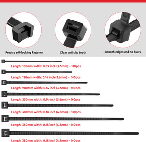 Robustt Self Locking Cable Lock | 150 X 3.6 mm | 100 Pieces, Black ...